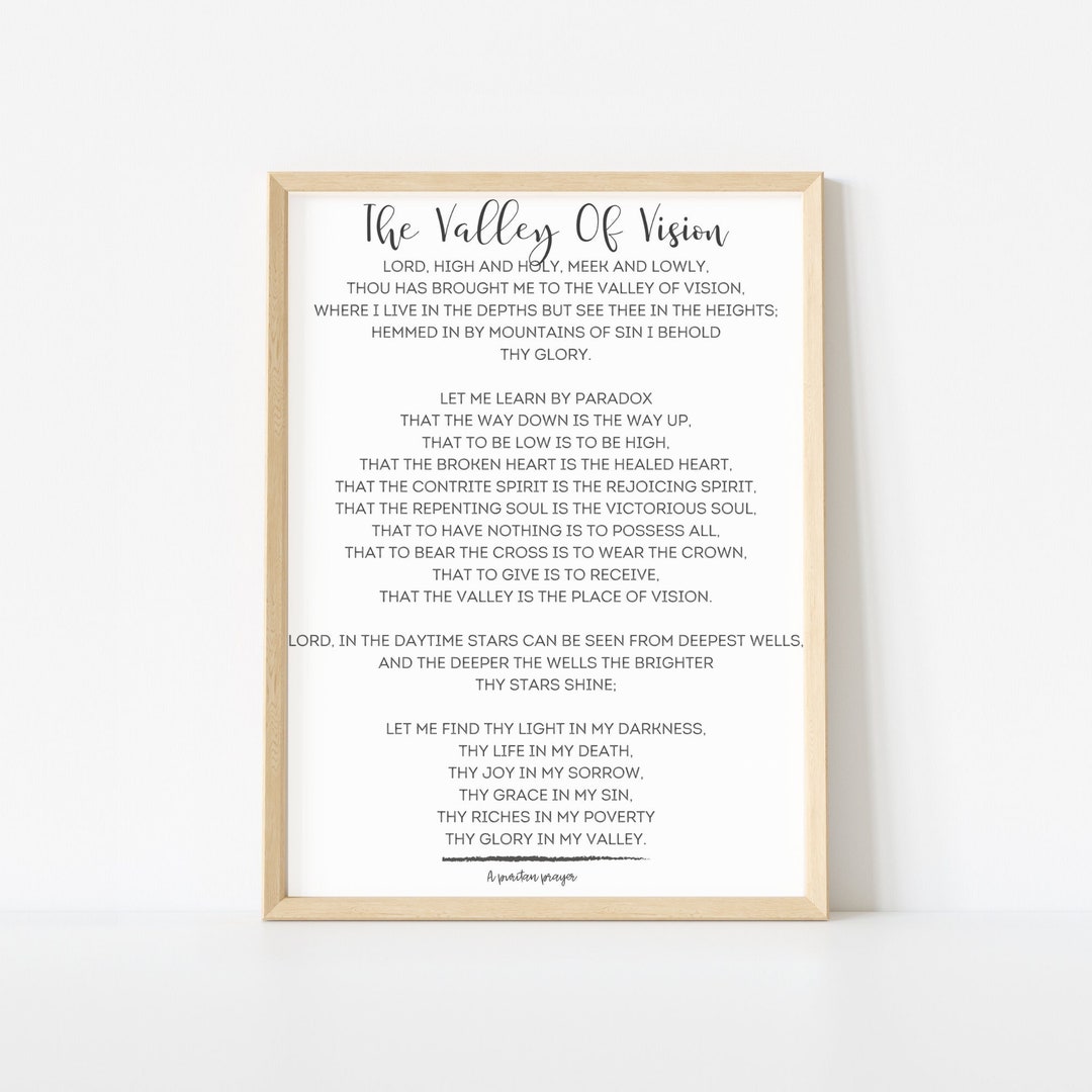 The Valley of Vision PRINTABLE Prayer 5 Different Sizes Christian ...