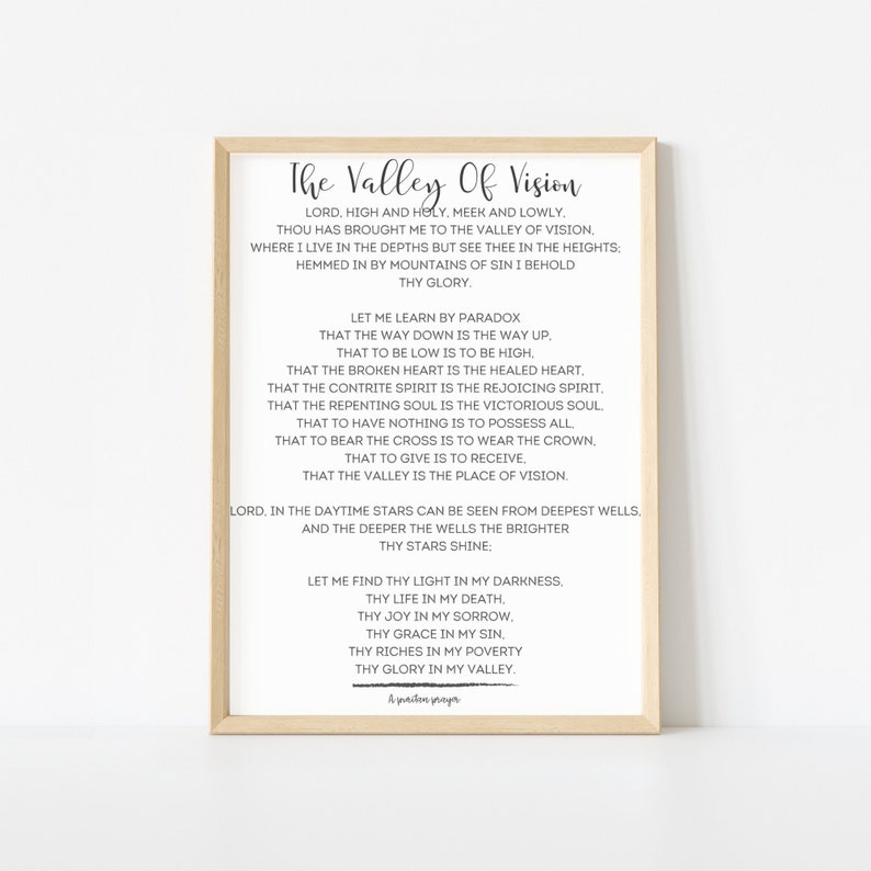 The Valley of Vision PRINTABLE | Prayer | 5 Different Sizes | Christian ...