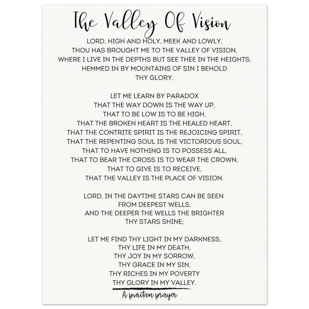 The Valley of Vision PRINTABLE | Prayer | 5 Different Sizes | Christian ...