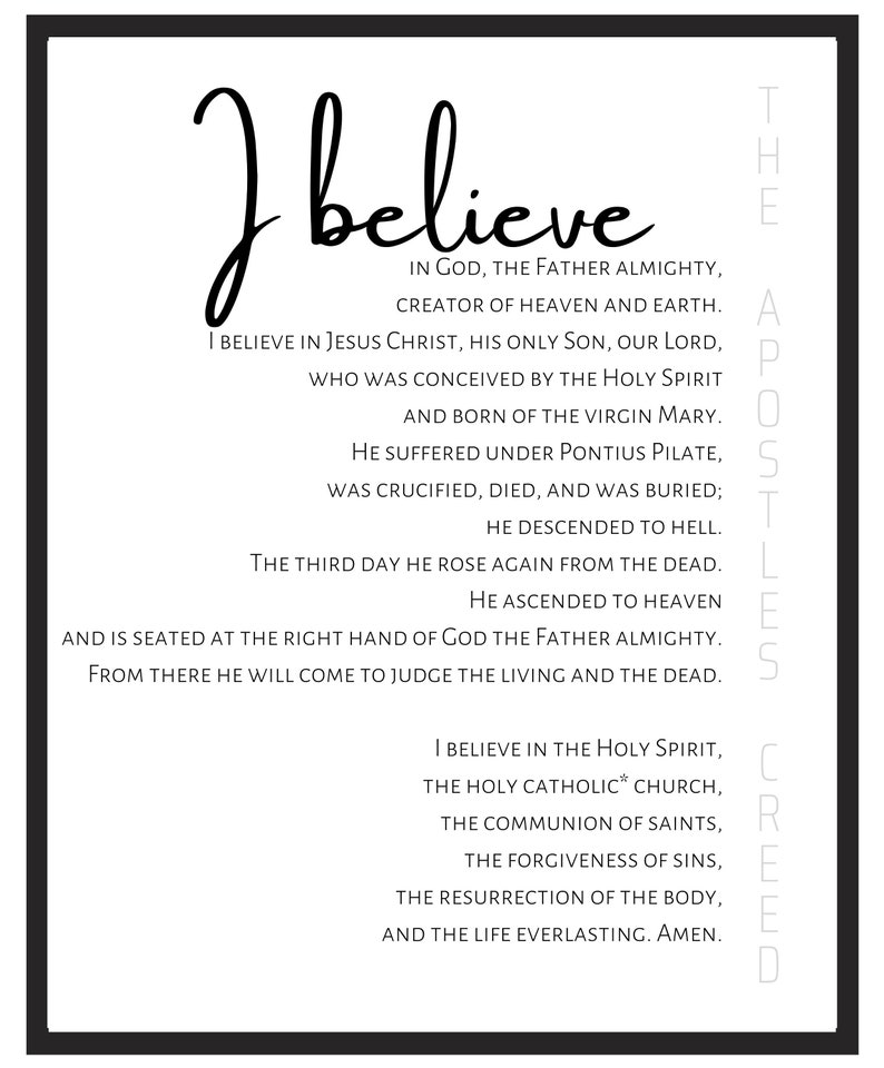 PRINTABLE the Apostles' Creed 5 Sizes Classical Learning Reformed ...