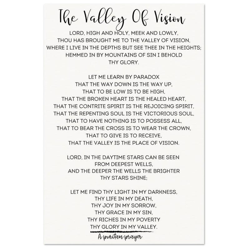The Valley of Vision PRINTABLE | Prayer | 5 Different Sizes | Christian ...