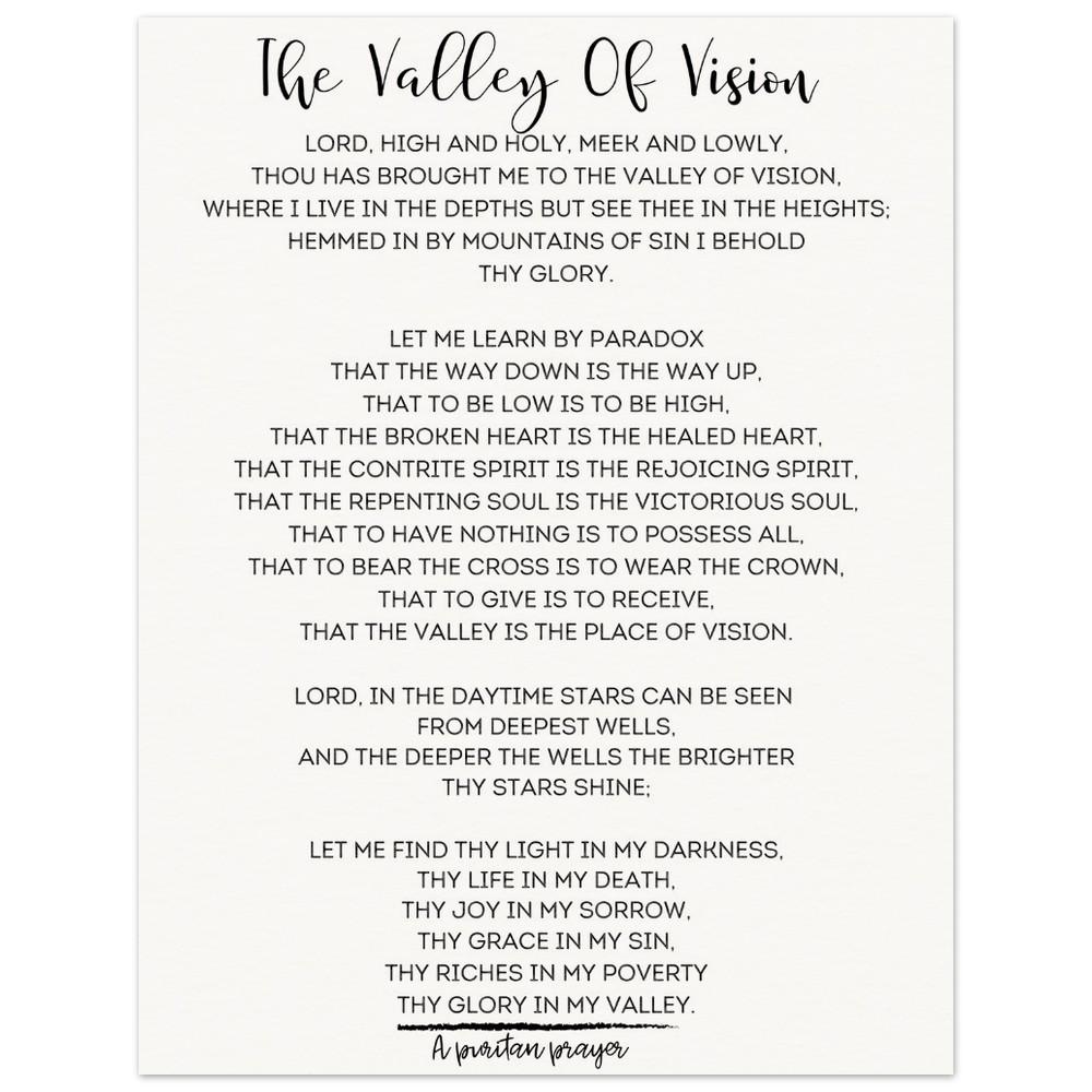 The Valley of Vision PRINTABLE Prayer 5 Different Sizes Christian ...