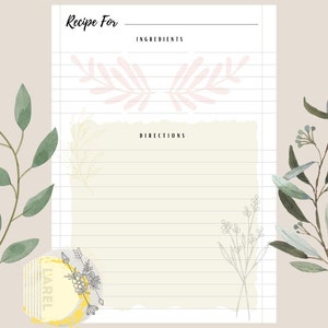Recipe Sheet PDF Printable - Etsy