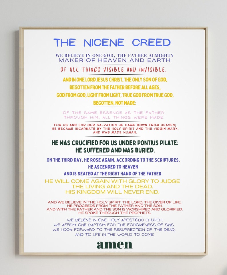 Nicene Creed for Kids| Children Art | Christian Decor| Homeschool Wall ...