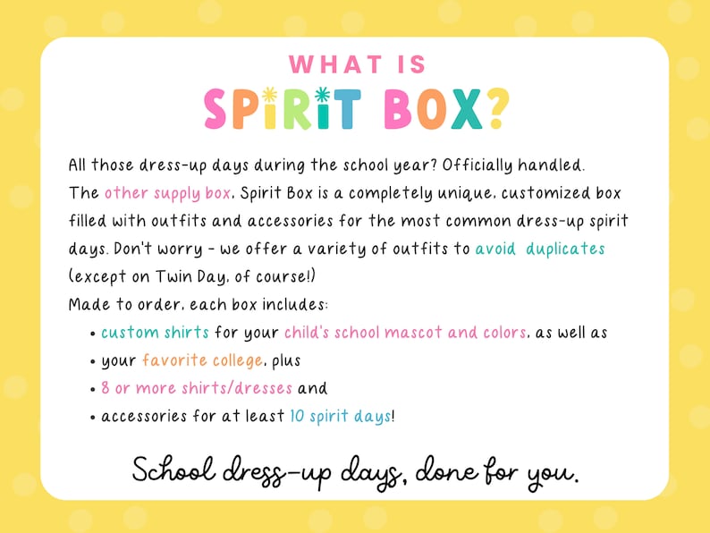 The Spirit Box School Dress-up Days School Supplies Box for Homecoming ...