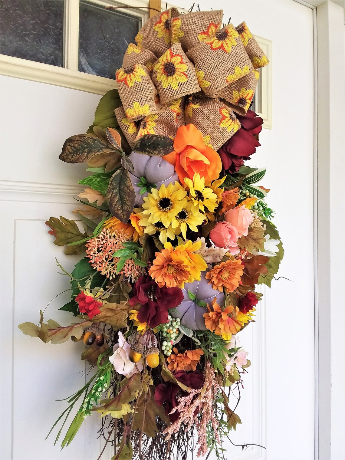 Fall Front Door Swag-Farmhouse Door Swag-Thanksgiving Porch | Etsy