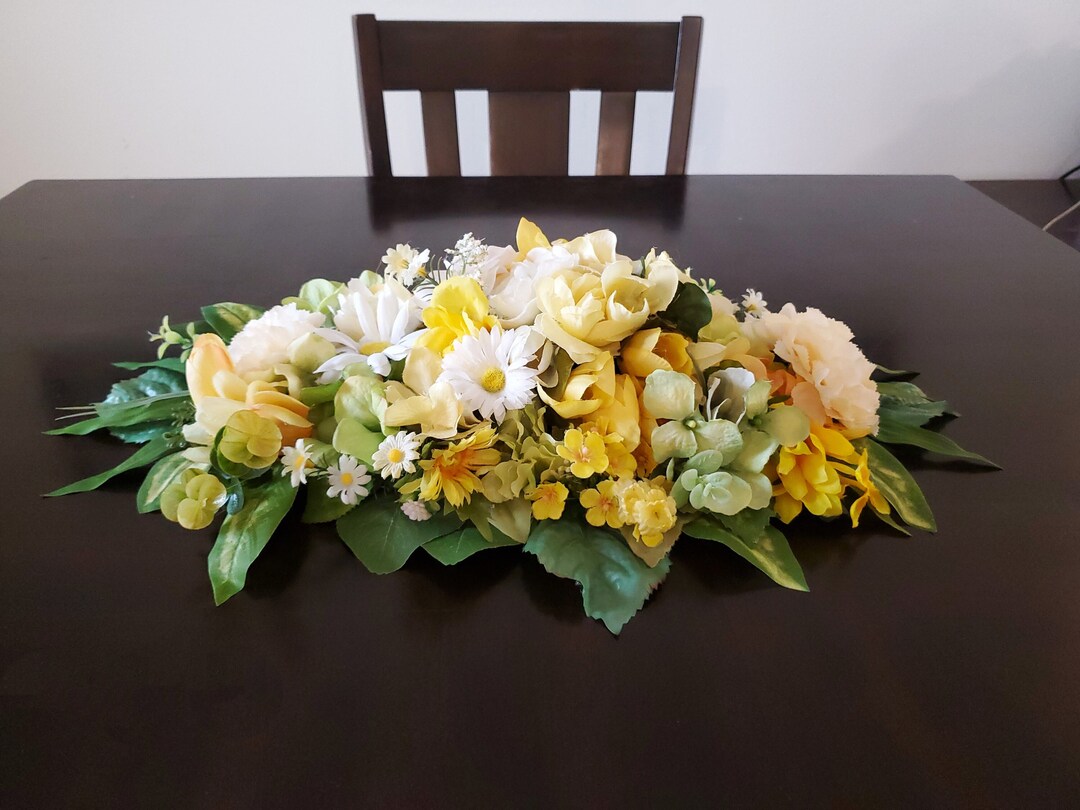 Luxury Yellow Floral Table Centerpiece-french Country Yellow and White ...