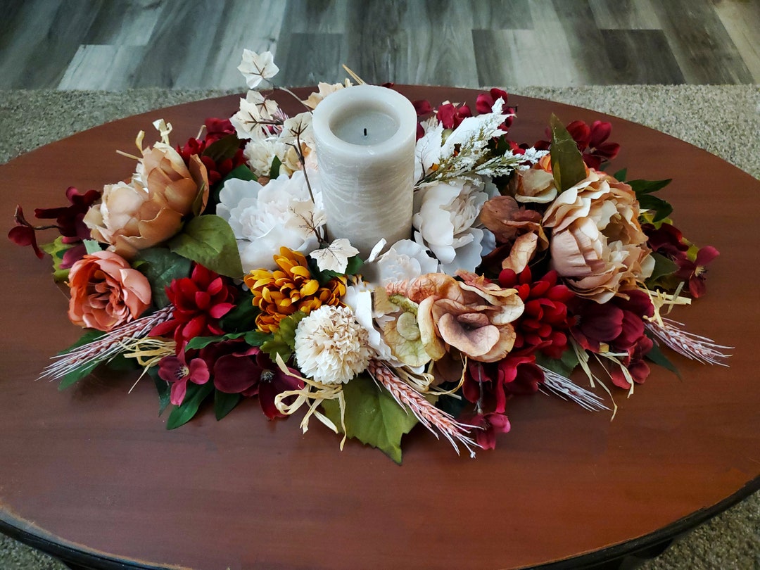 Luxury Floral Autumn Table Centerpiece-thanksgiving Candle - Etsy