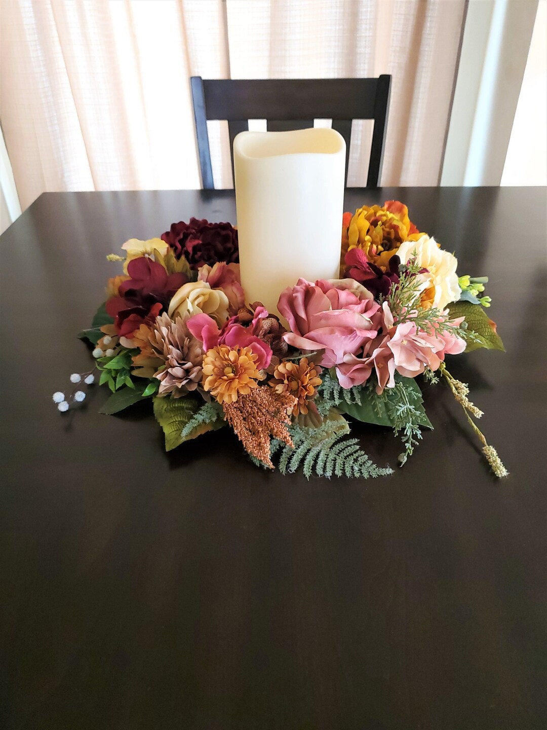 Large Luxury Floral Candle Ring-tuscan Floral Spring Candle Holder ...