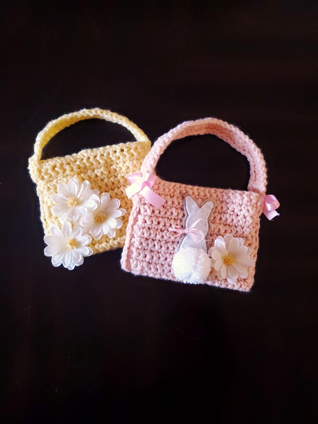 Crocheted Easter Purses-set of Little Girl Easter Handbags-cute Easter ...