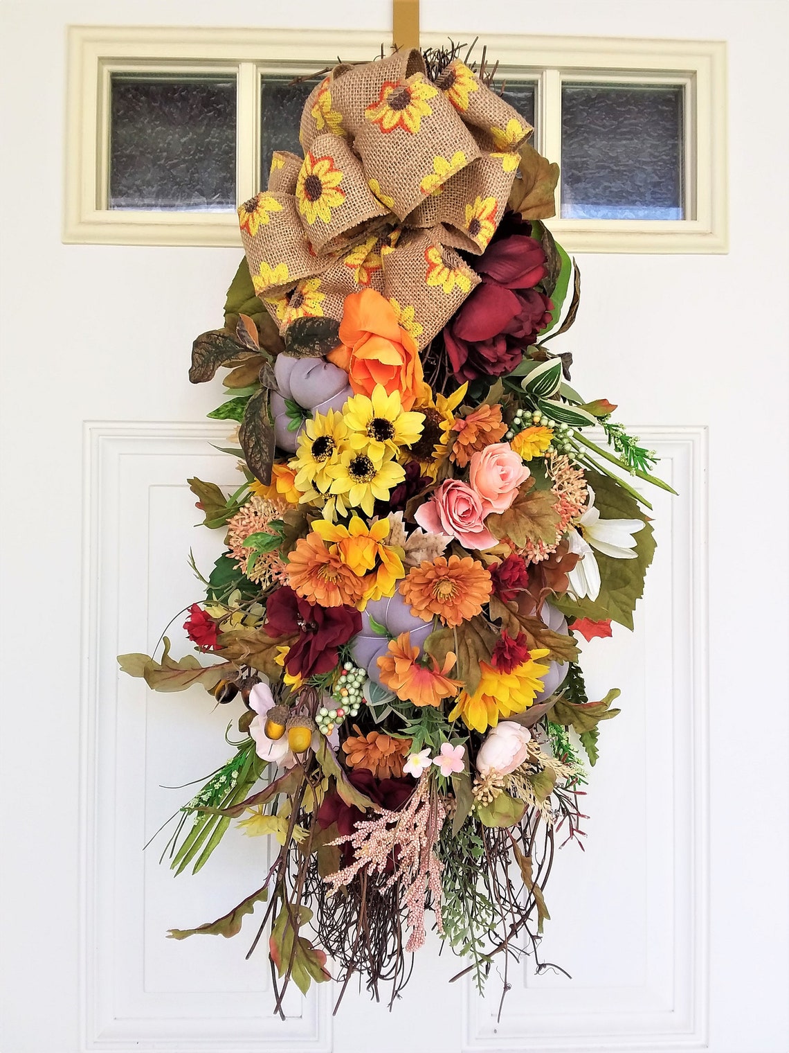 Fall Front Door Swag-Farmhouse Door Swag-Thanksgiving Porch | Etsy