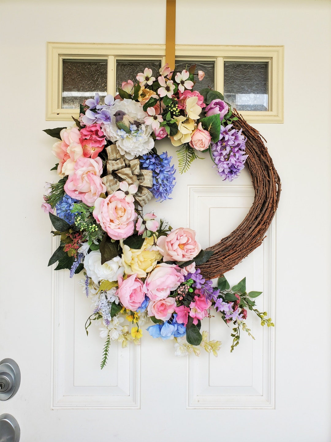 Large Spring Colorful Luxury Front Door Wreath-large Tuscan Easter ...