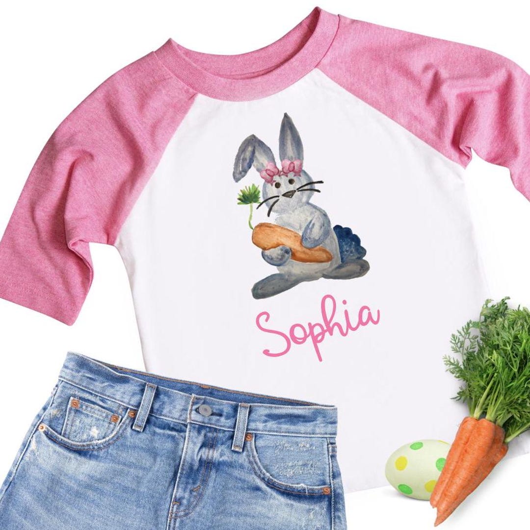 Girls Easter Shirt Bunny - Etsy