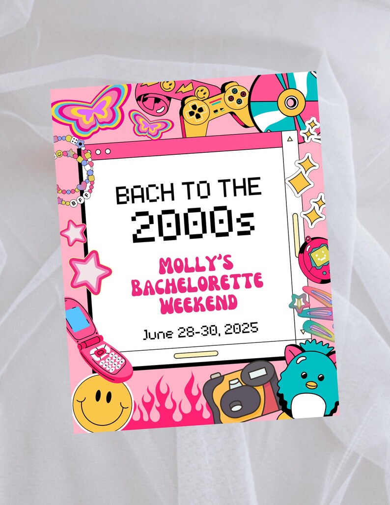 Bachelorette bach to the 2000s Party Welcome Sign & Invitation ...