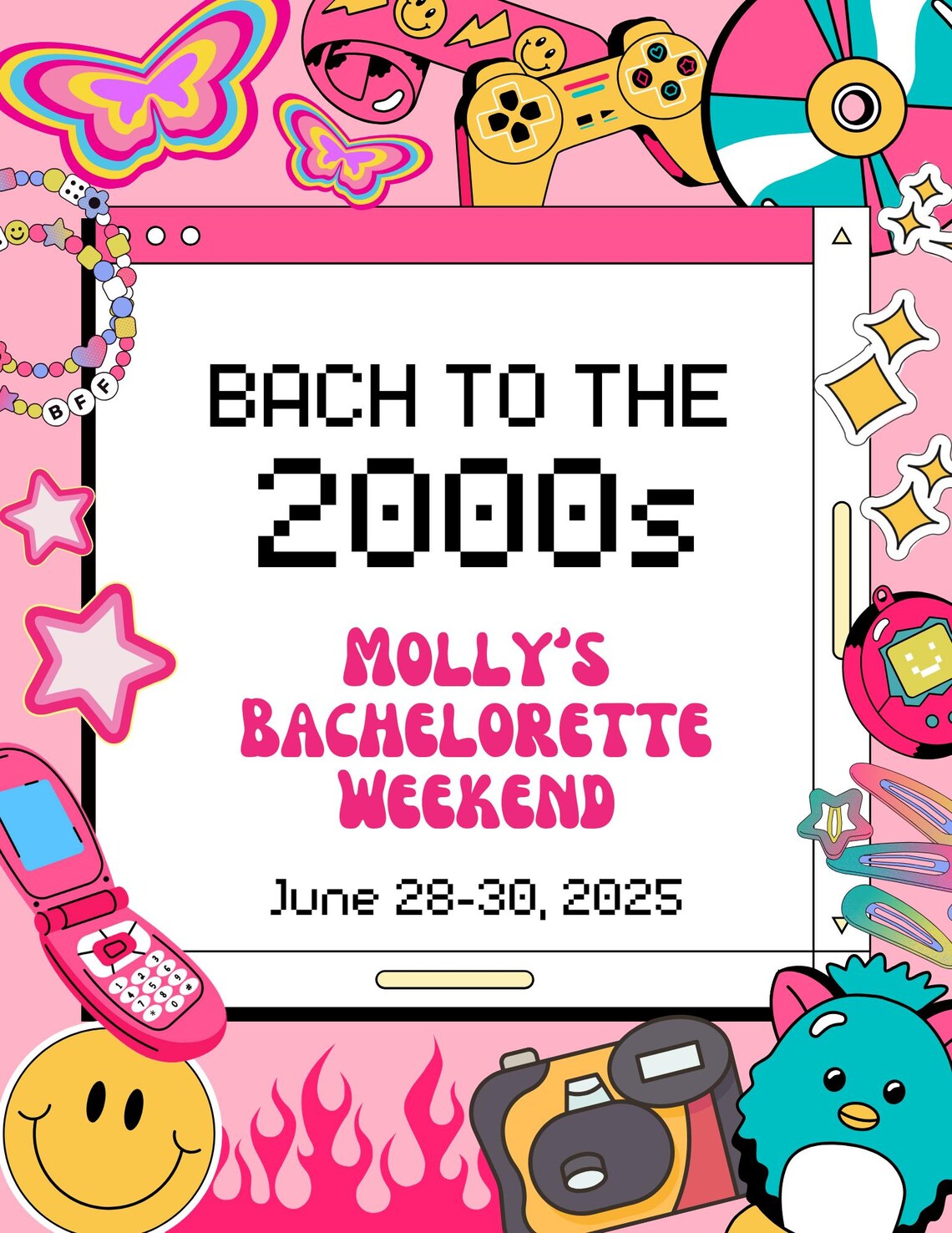 Bachelorette “bach to the 2000s” Party Welcome Sign & Invitation ...