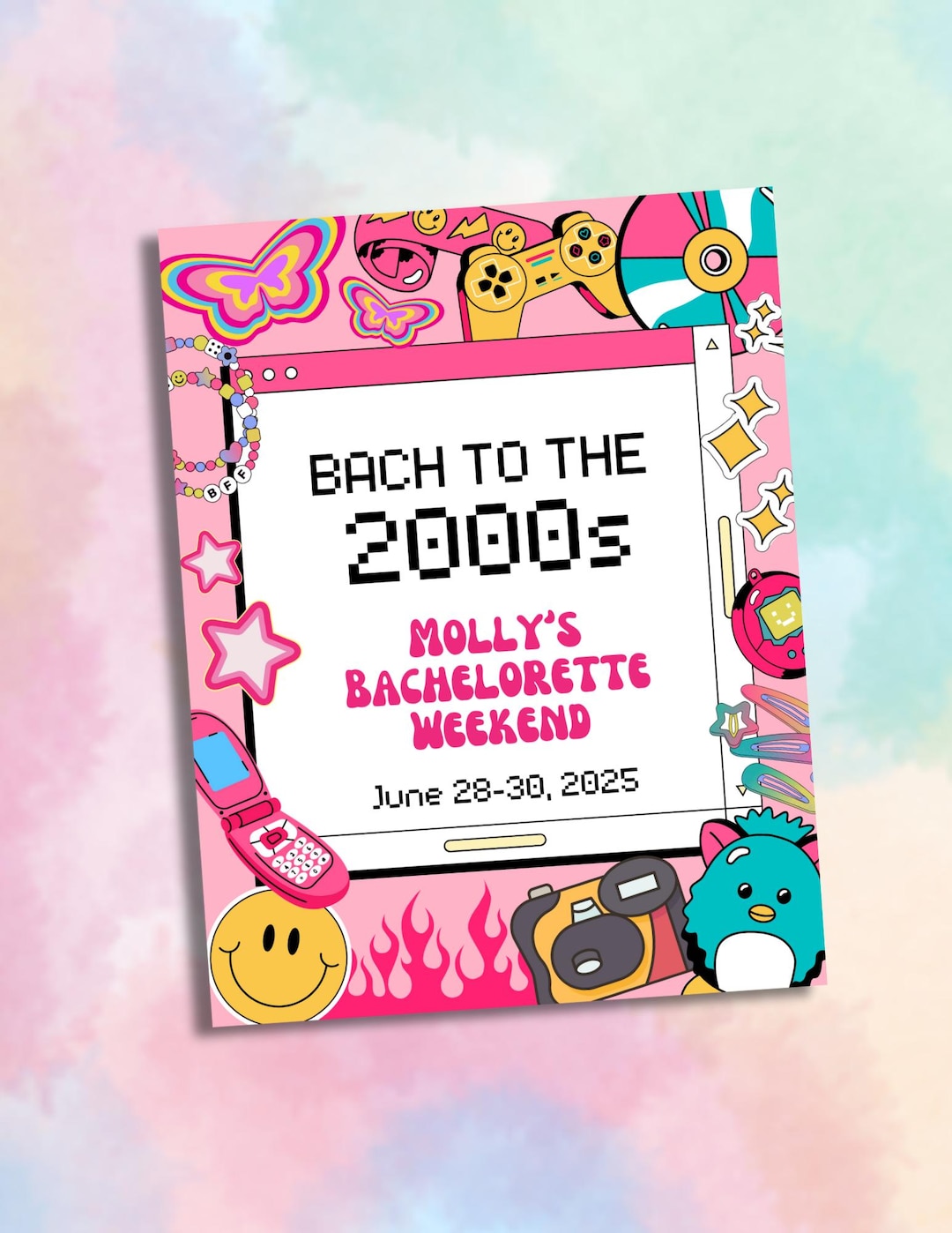 Bachelorette “bach to the 2000s” Party Welcome Sign & Invitation ...