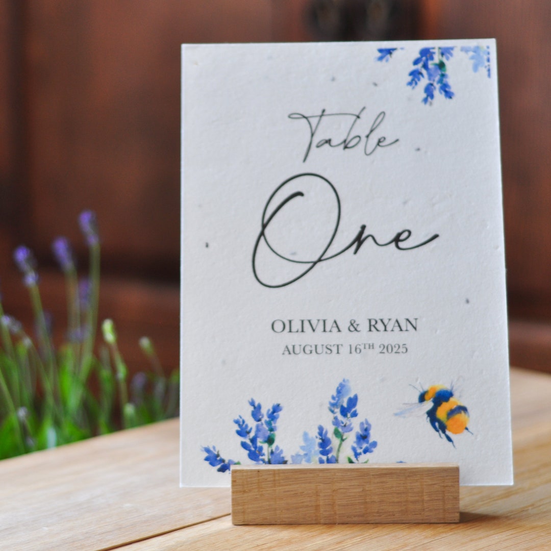 Plantable Wedding Table Number Card Seed Table Number Bee Wedding Table ...