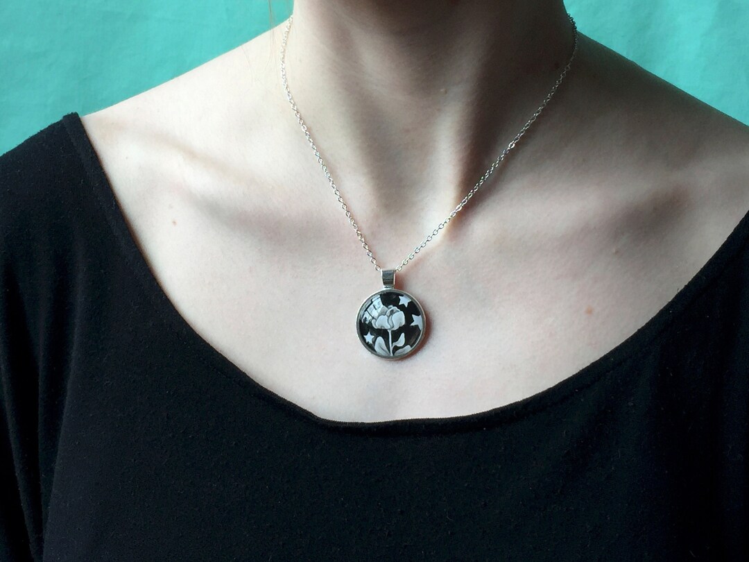 Starry Night Bloom Pendant Necklace | Dreamy Illustrated Floral Jewelry ...