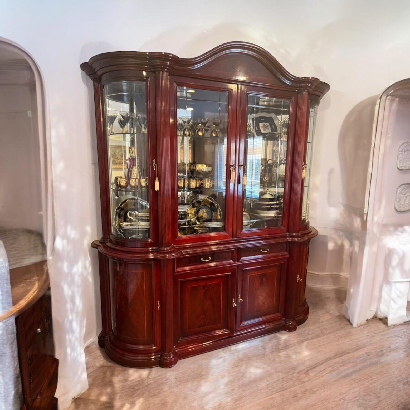 Solid cherry china hutch store