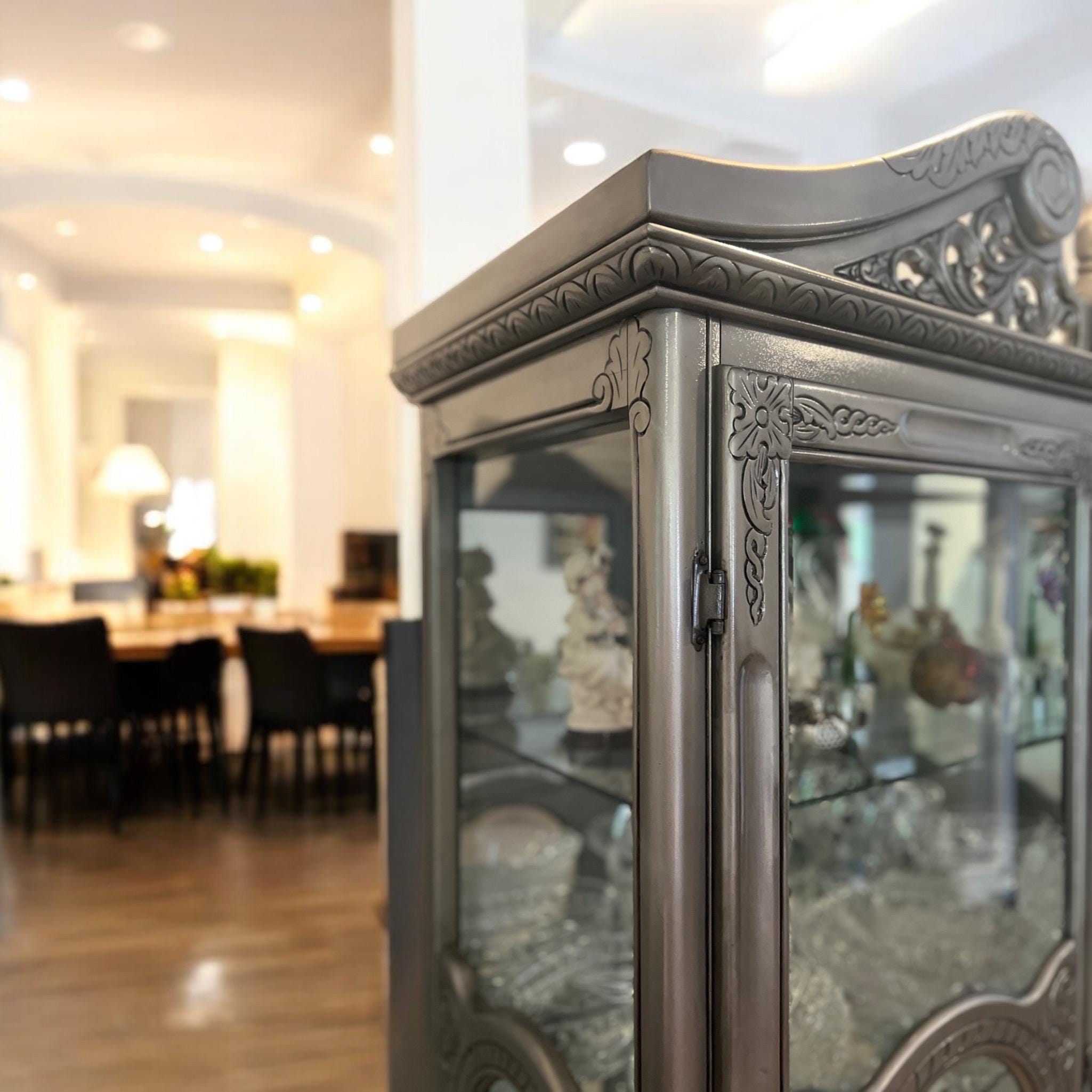 Stunning Hiend Italian Ornate Silver Wood Display Cabinet Vitrin - Etsy