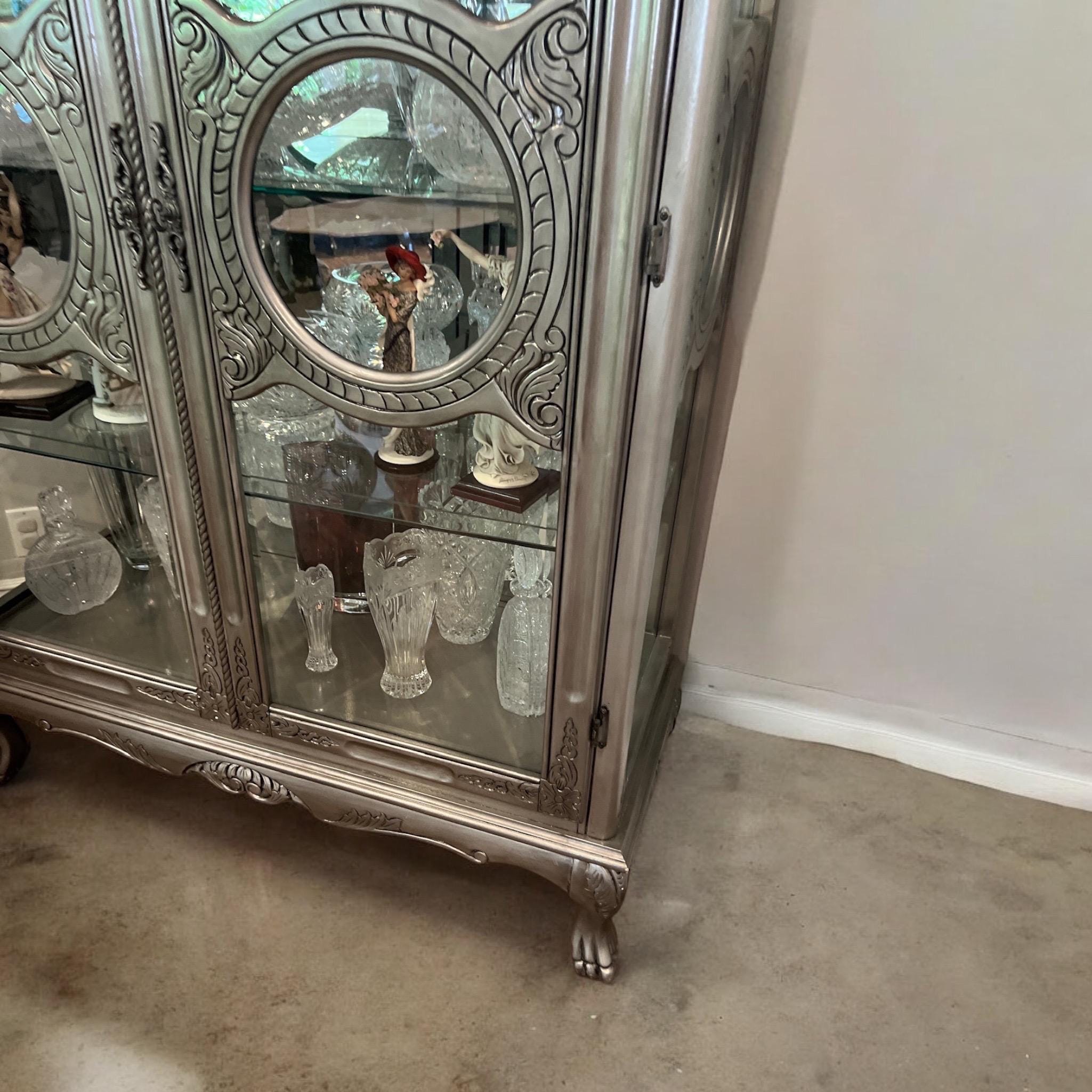 Stunning Hiend Italian Ornate Silver Wood Display Cabinet Vitrin - Etsy