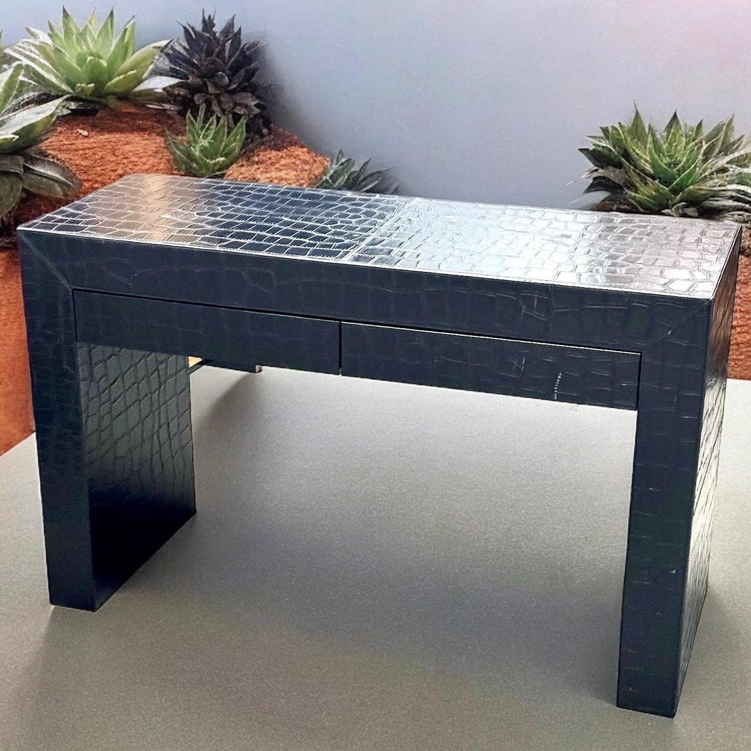 Timothy Oulton Black Crocodile 2 Drawer Desk Console Table - Etsy