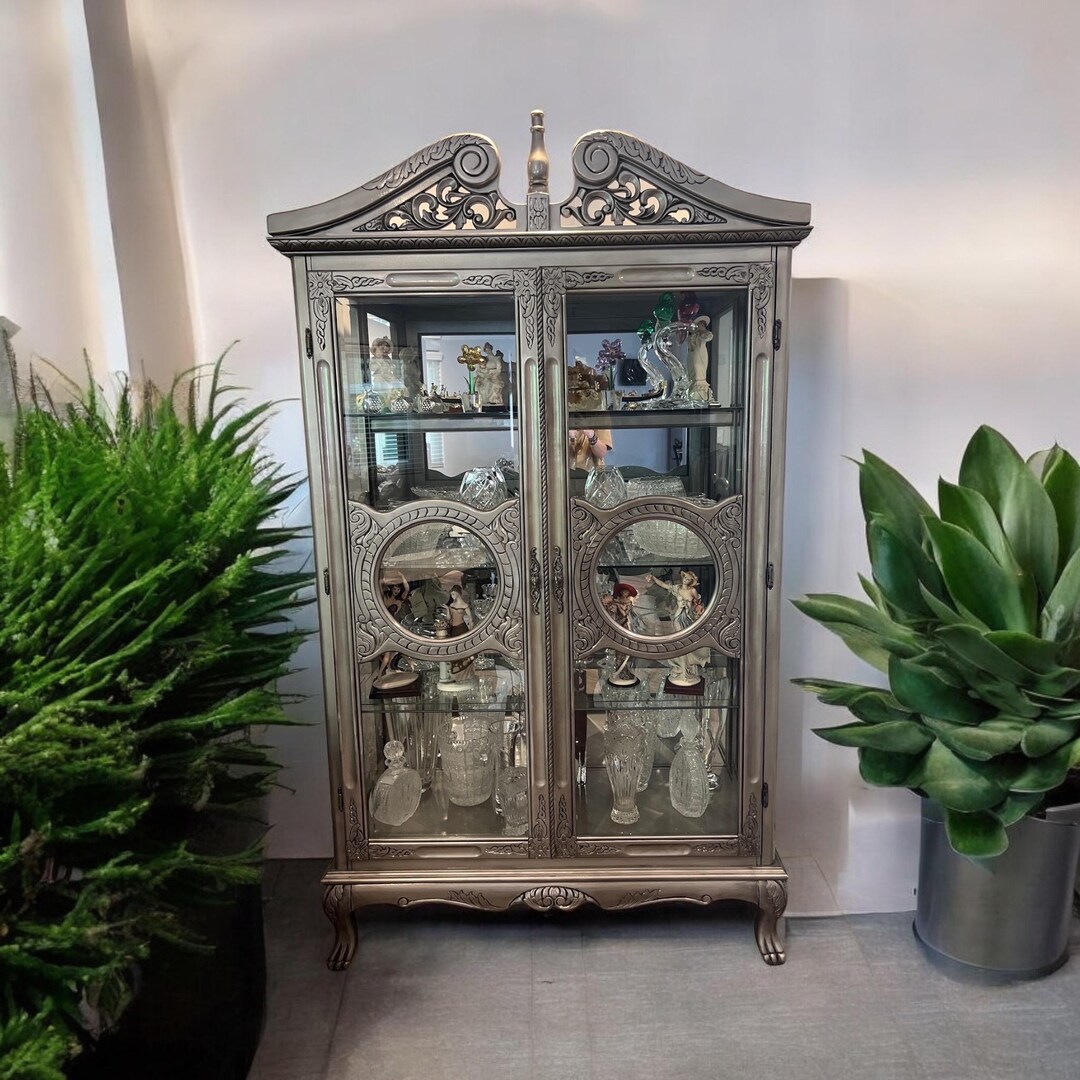 Stunning Hiend Italian Ornate Silver Wood Display Cabinet Vitrin - Etsy