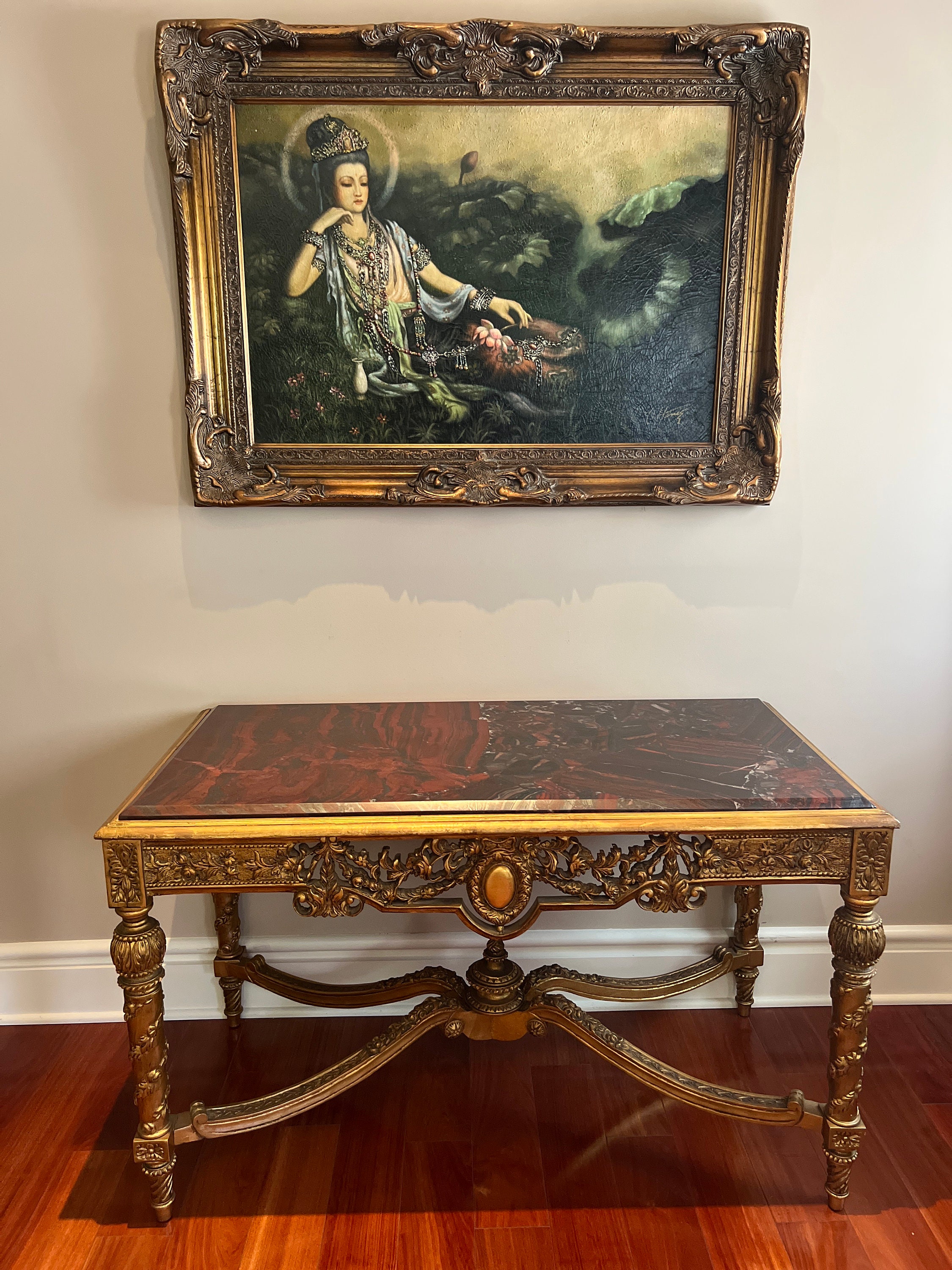 Vintage Hiend Rococo Italian Ornate Gold Wood Granite Console - Etsy