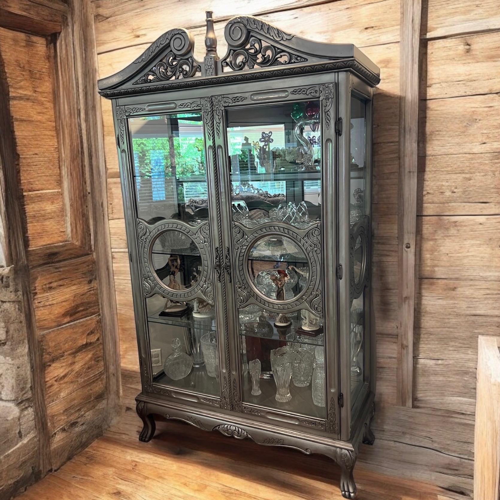 Stunning Hiend Italian Ornate Silver Wood Display Cabinet Vitrin - Etsy