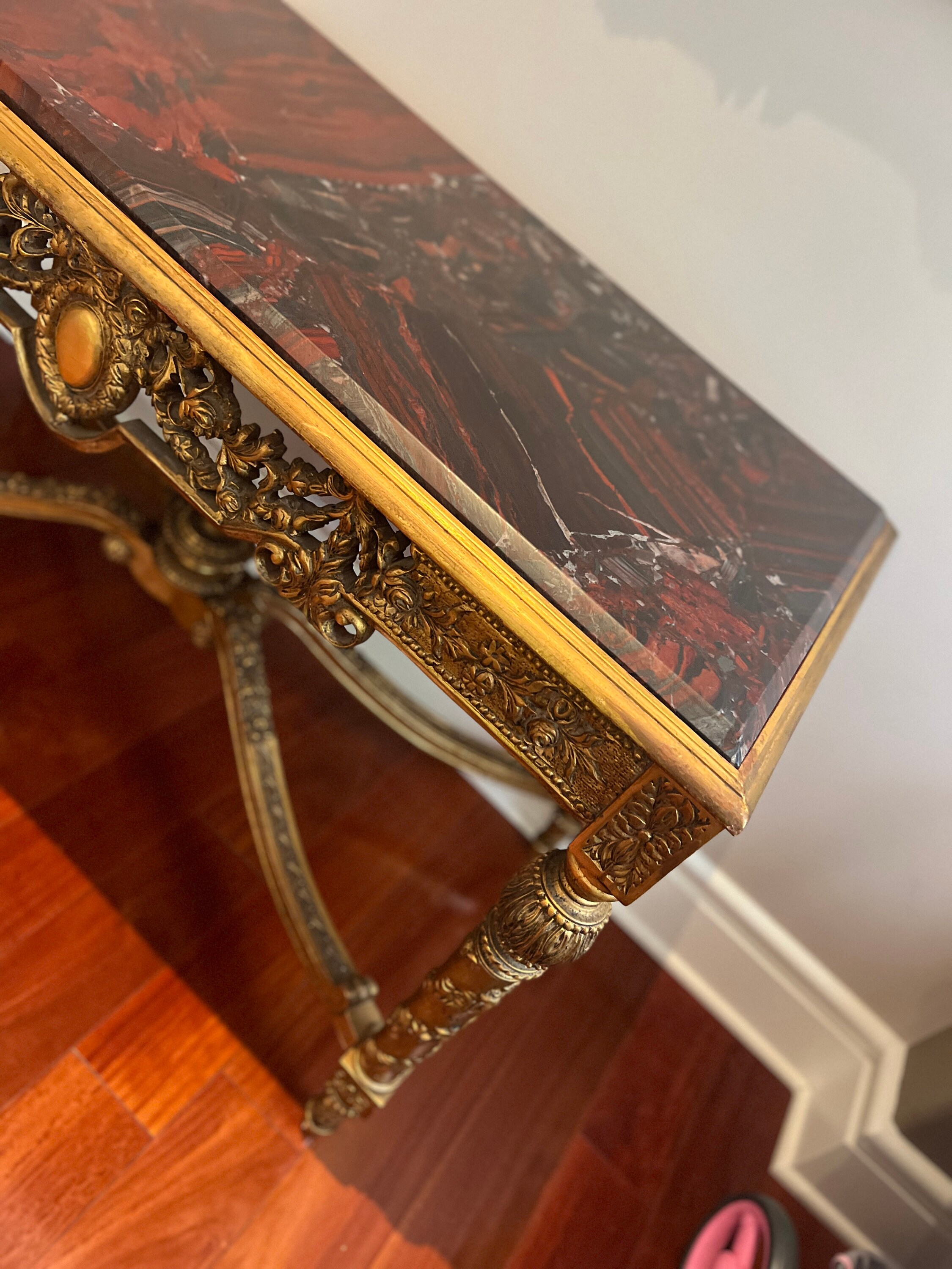 Vintage Hiend Rococo Italian Ornate Gold Wood Granite Console Table - Etsy