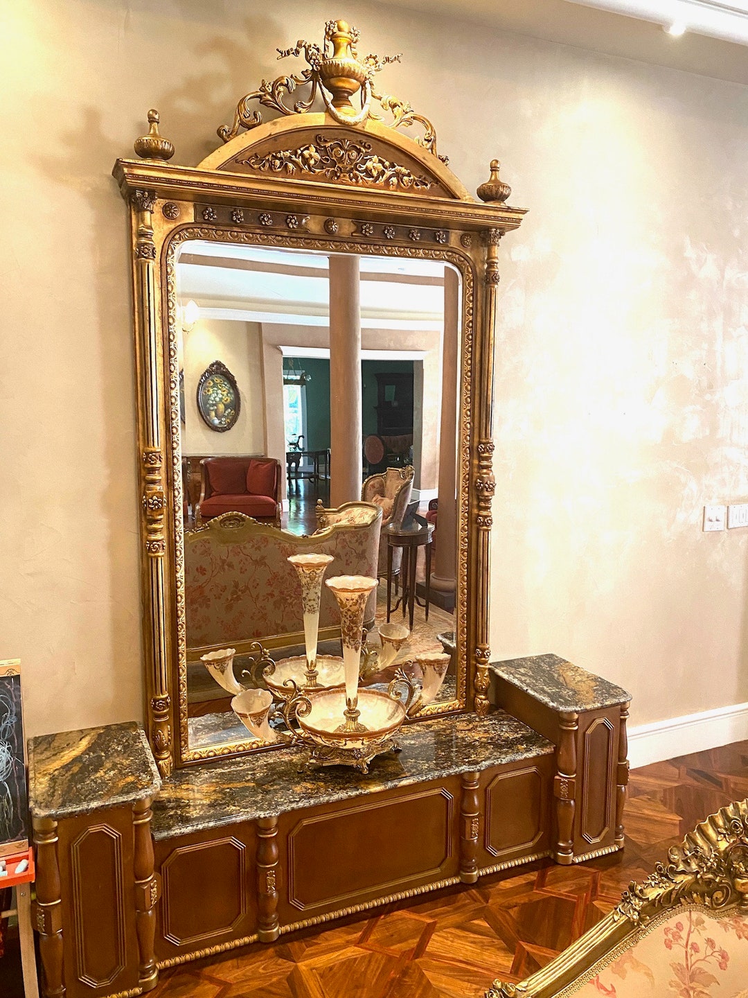 Vryhiend Custom Vintage Old World Marble Top Gold Mirror - Etsy