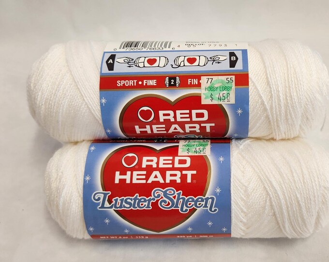 3 Skeins Red Heart Luster Sheen White #0001 Fine Size 2 Acrylic Yarn - Etsy