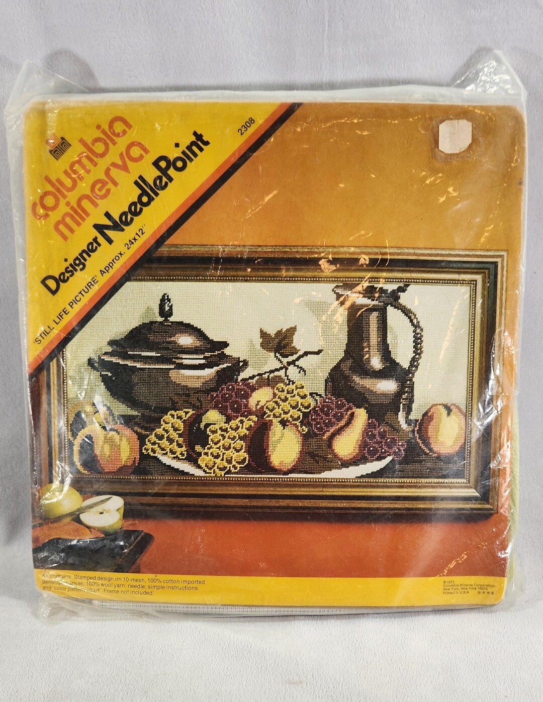 VINTAGE 1973 Columbia Minerva Needlepoint Kit Still Life Picture 2308 ...