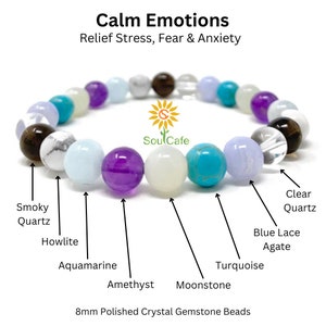 Calm Emotions Power Bead Bracelet - Healing Crystal Gemstone Bracelet ...