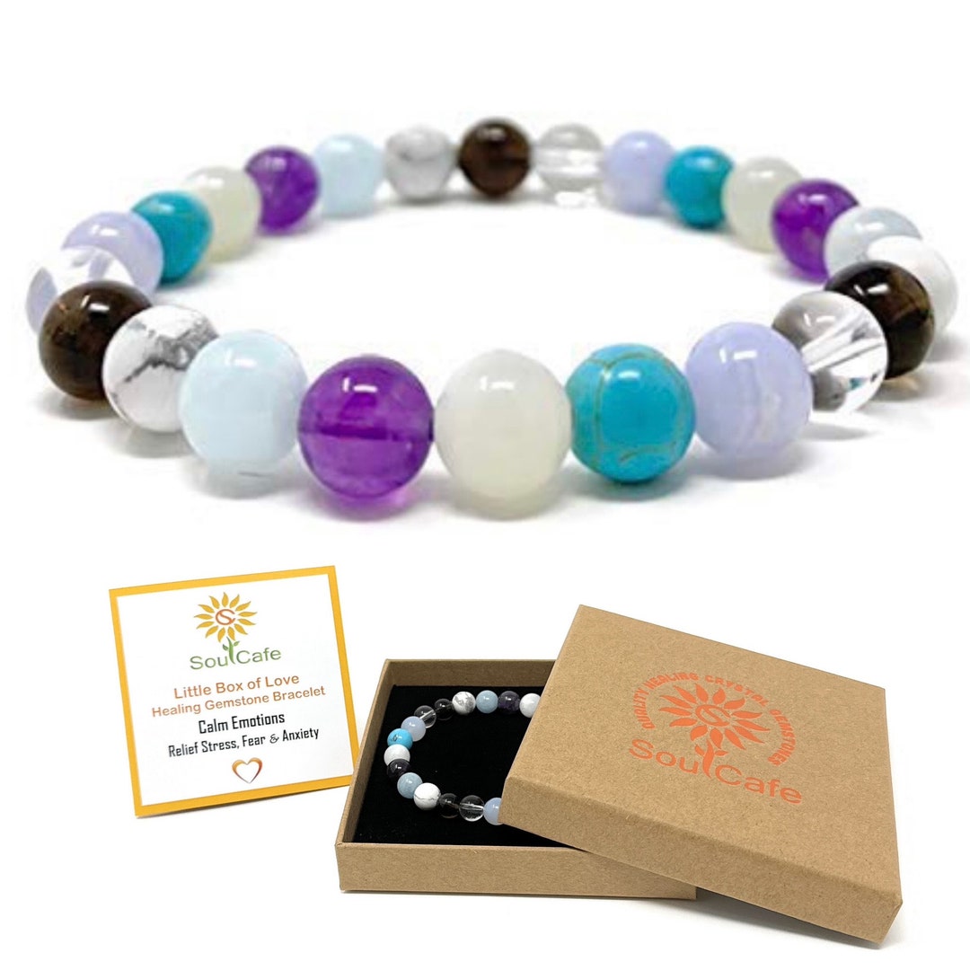 Calm Emotions Power Bead Bracelet - Healing Crystal Gemstone Bracelet ...