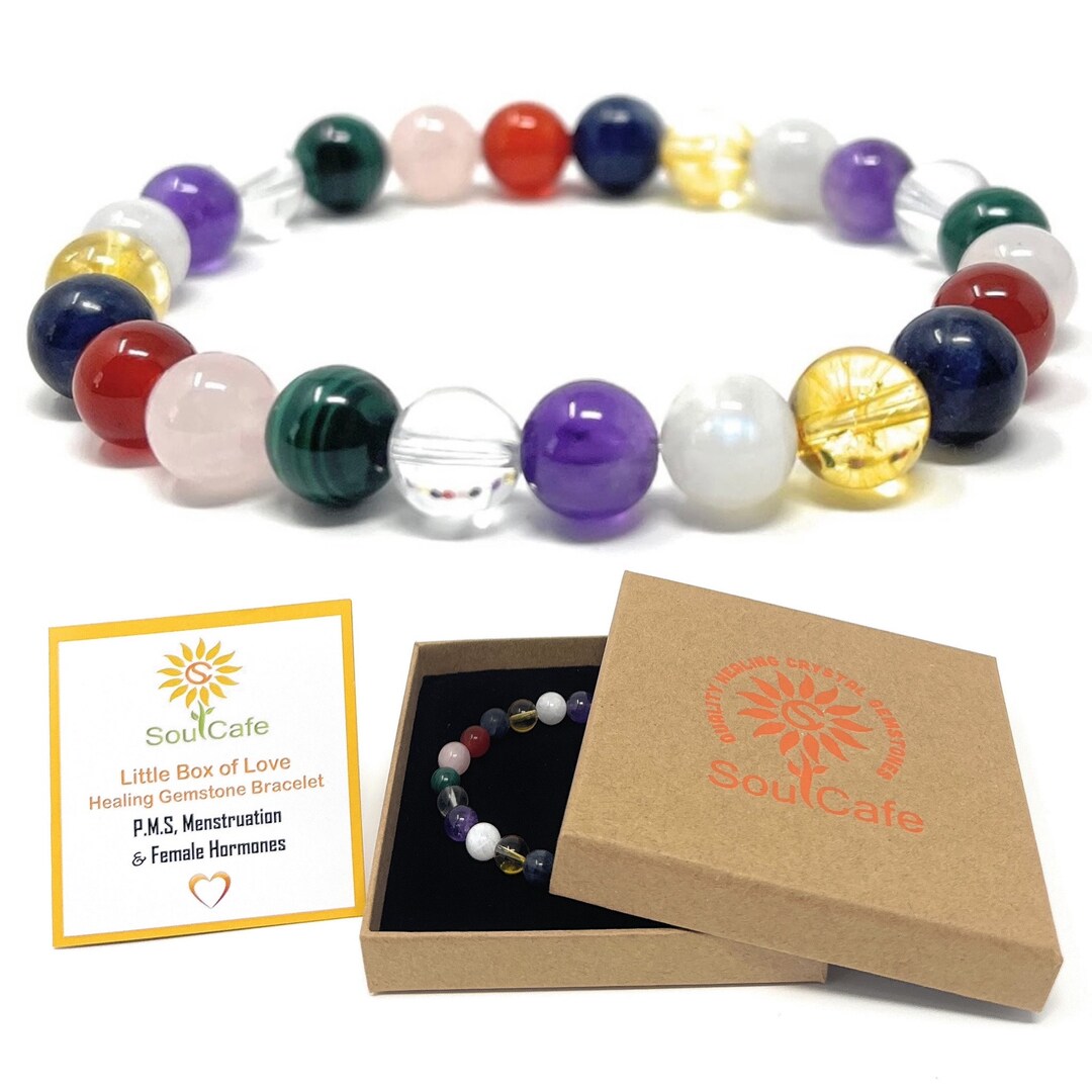 Stretch Crystal Gemstone Bead Bracelet for Holistic Support With PMS ...