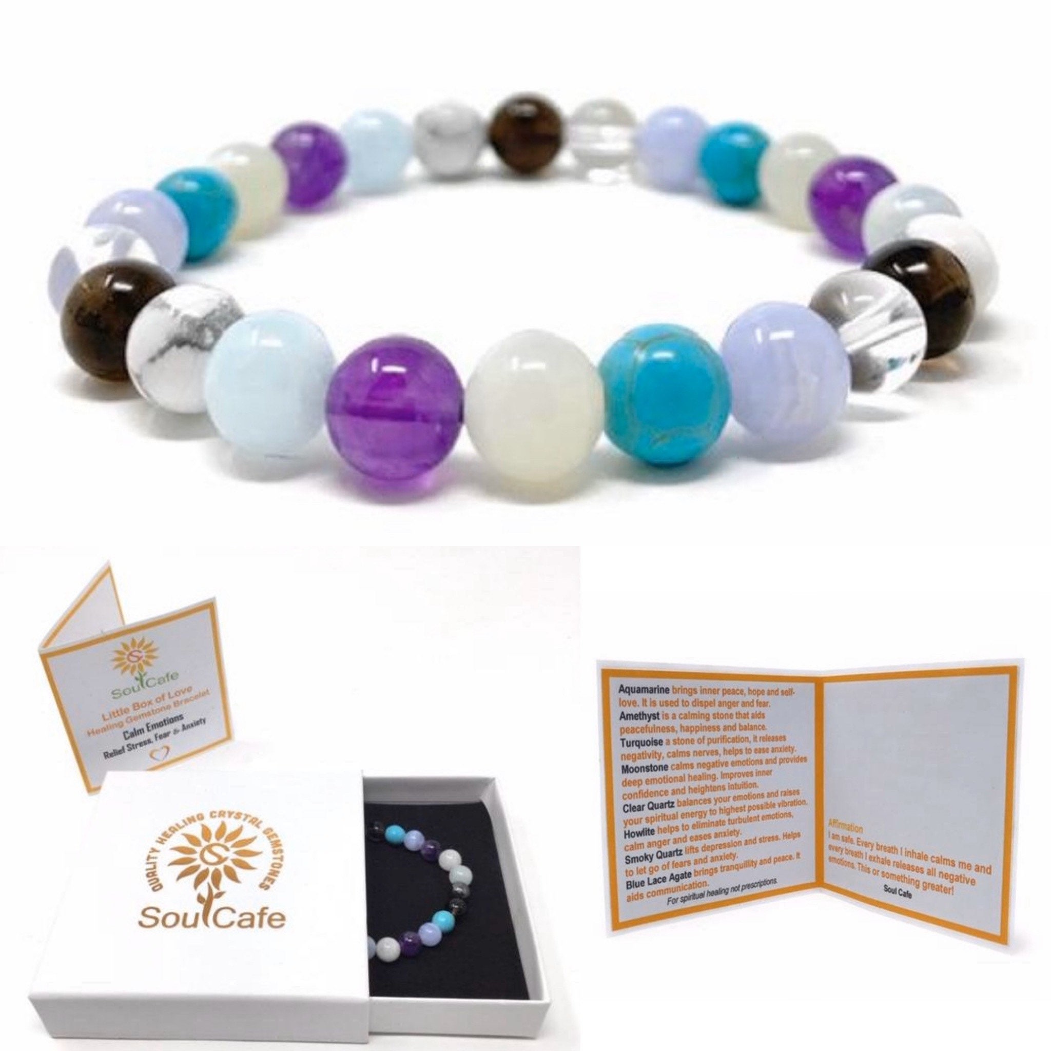 Calm Emotions Power Bead Bracelet Healing Crystal Gemstone - Etsy UK