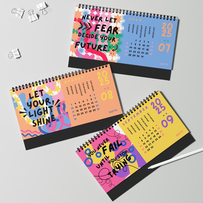 2025 Affirmation Desktop Calendar • January - December • 12 Month Desk ...