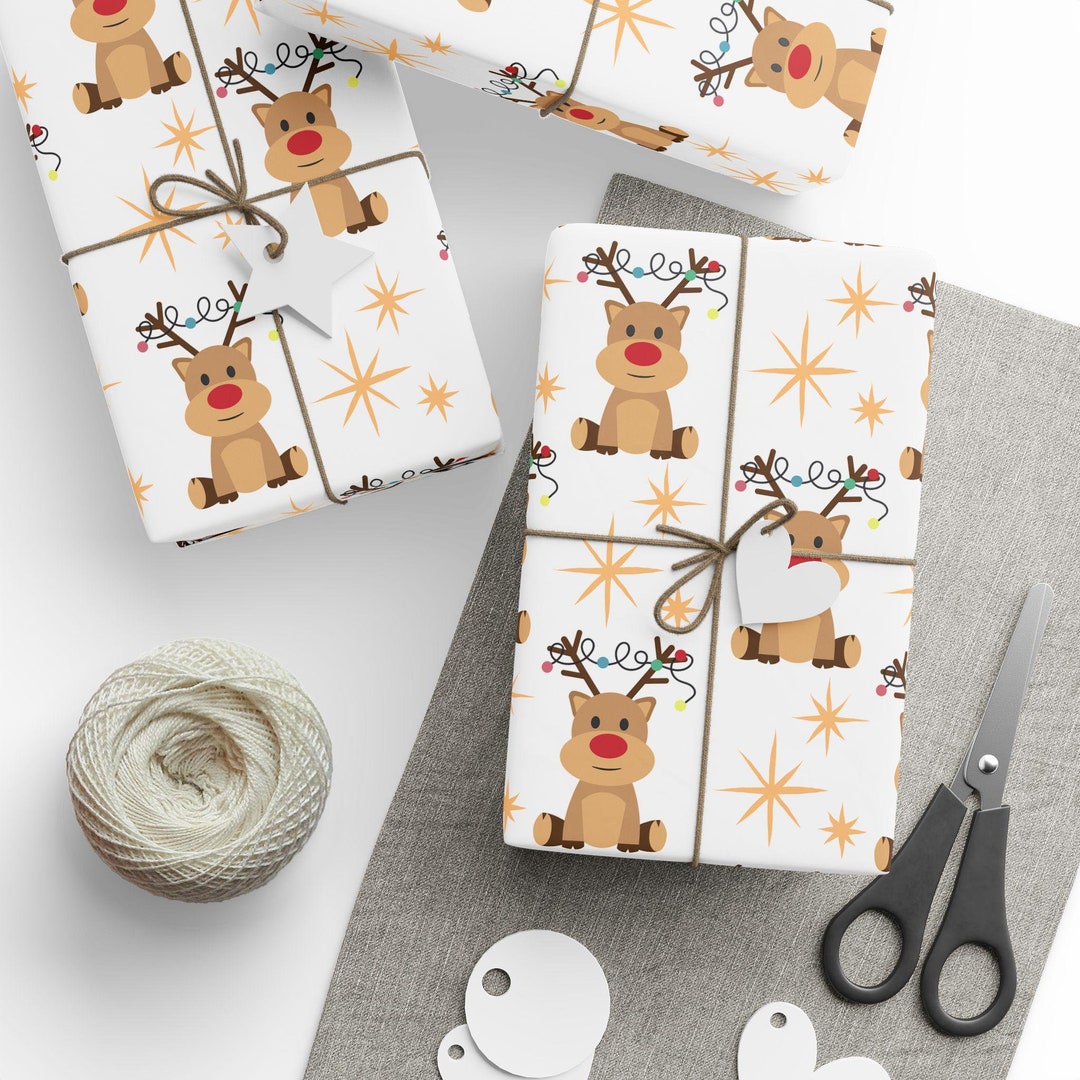 Reindeer Wrapping Paper Holiday Gift Wrap by Smudgedpaperco - Etsy