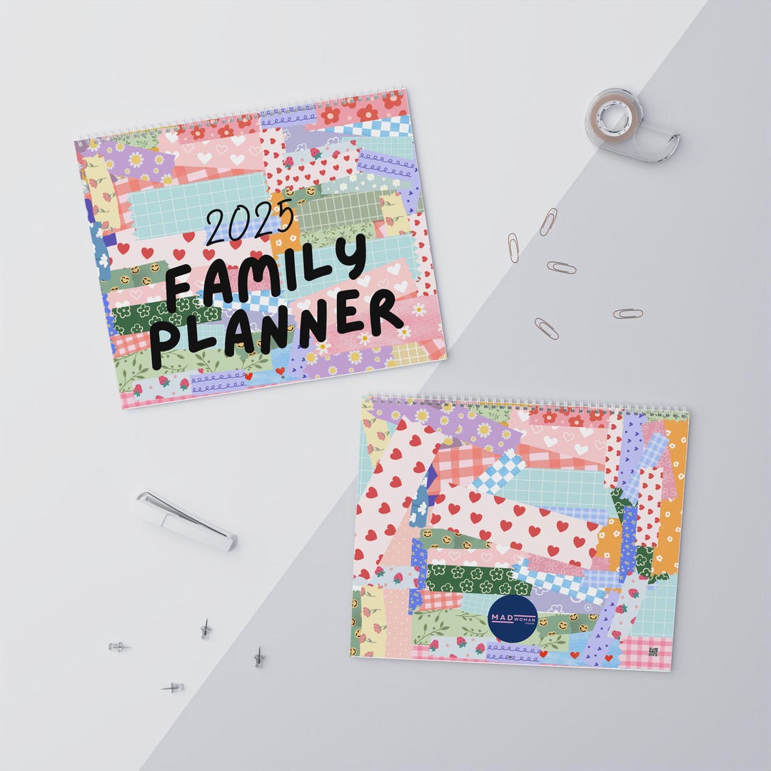 2025 Family Wall Planner • Washi Tape • 12 Month Hanging Planner ...