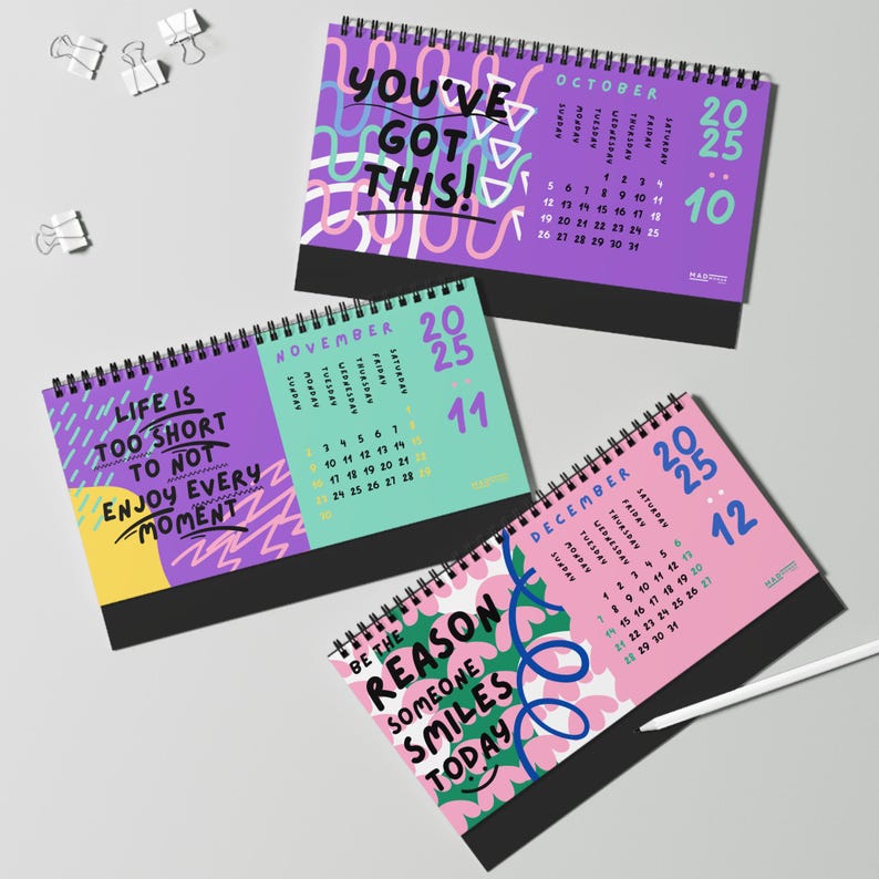 2025 Affirmation Desktop Calendar • January - December • 12 Month Desk ...