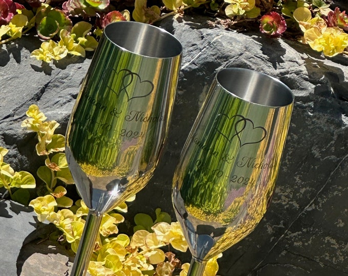 Personalized Stainless Steel Champagne Goblets - Stainless Steel ...