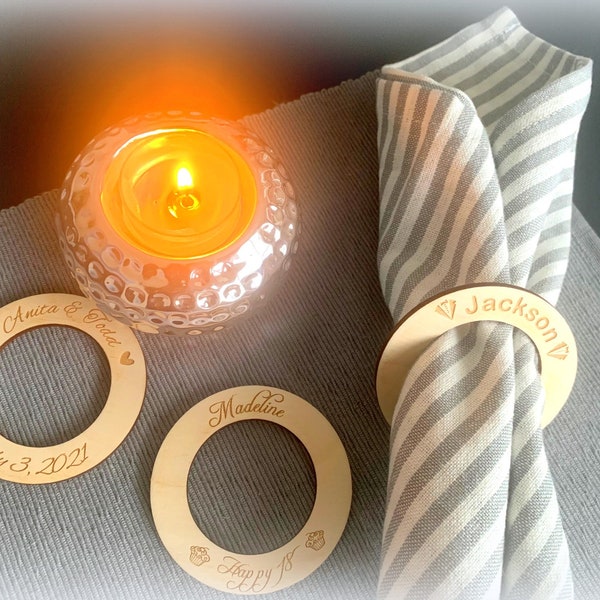 Wood Engraved Ring Napkin Holder - Etsy