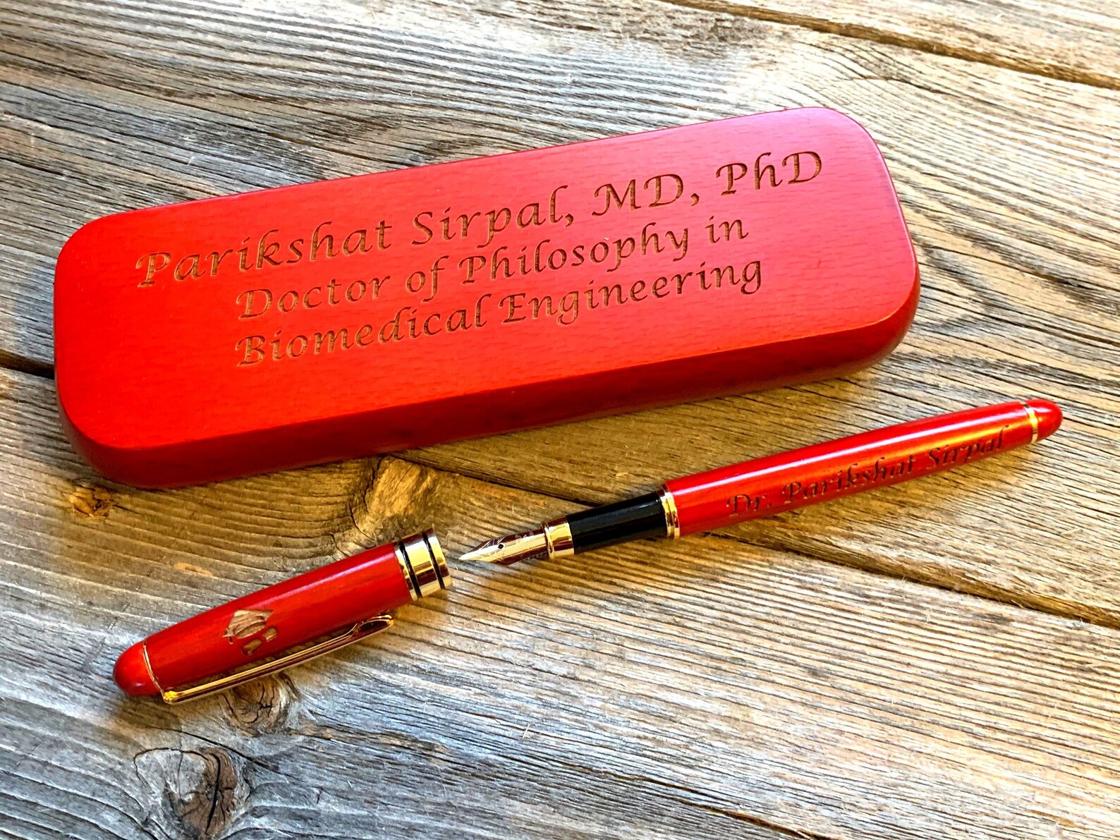 Engraved Red Wood Fountain Pen Custom Red Wood Fountain Pen | Etsy