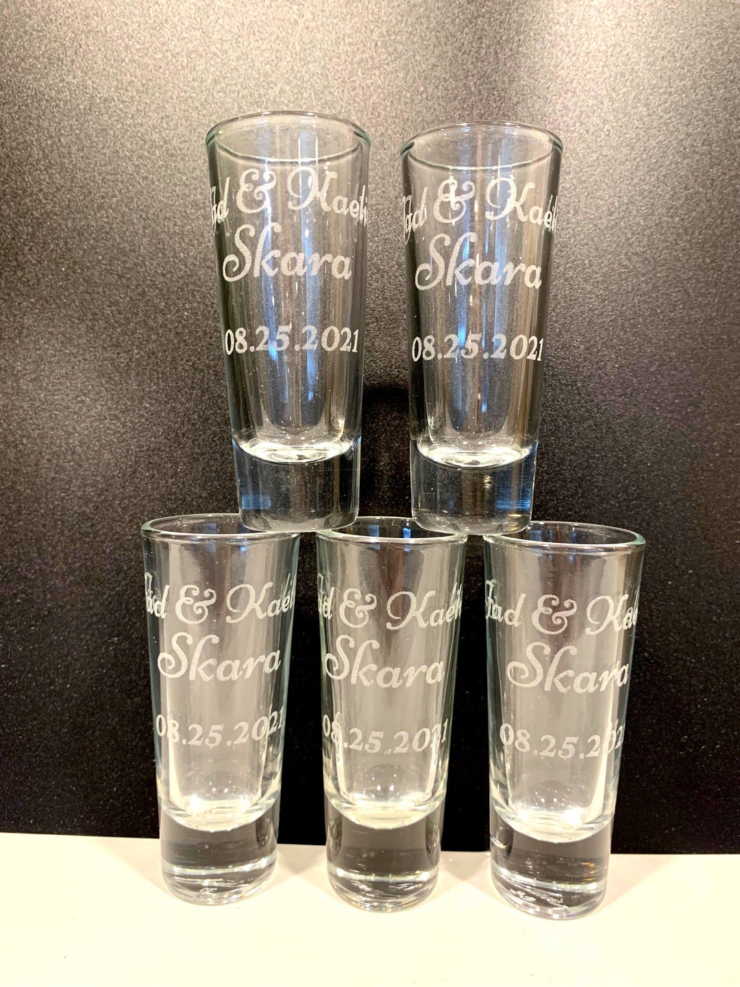 Set of 5 Personalized Tall Shot Glass - Custom Tall Shot Glass - 1.4oz ...