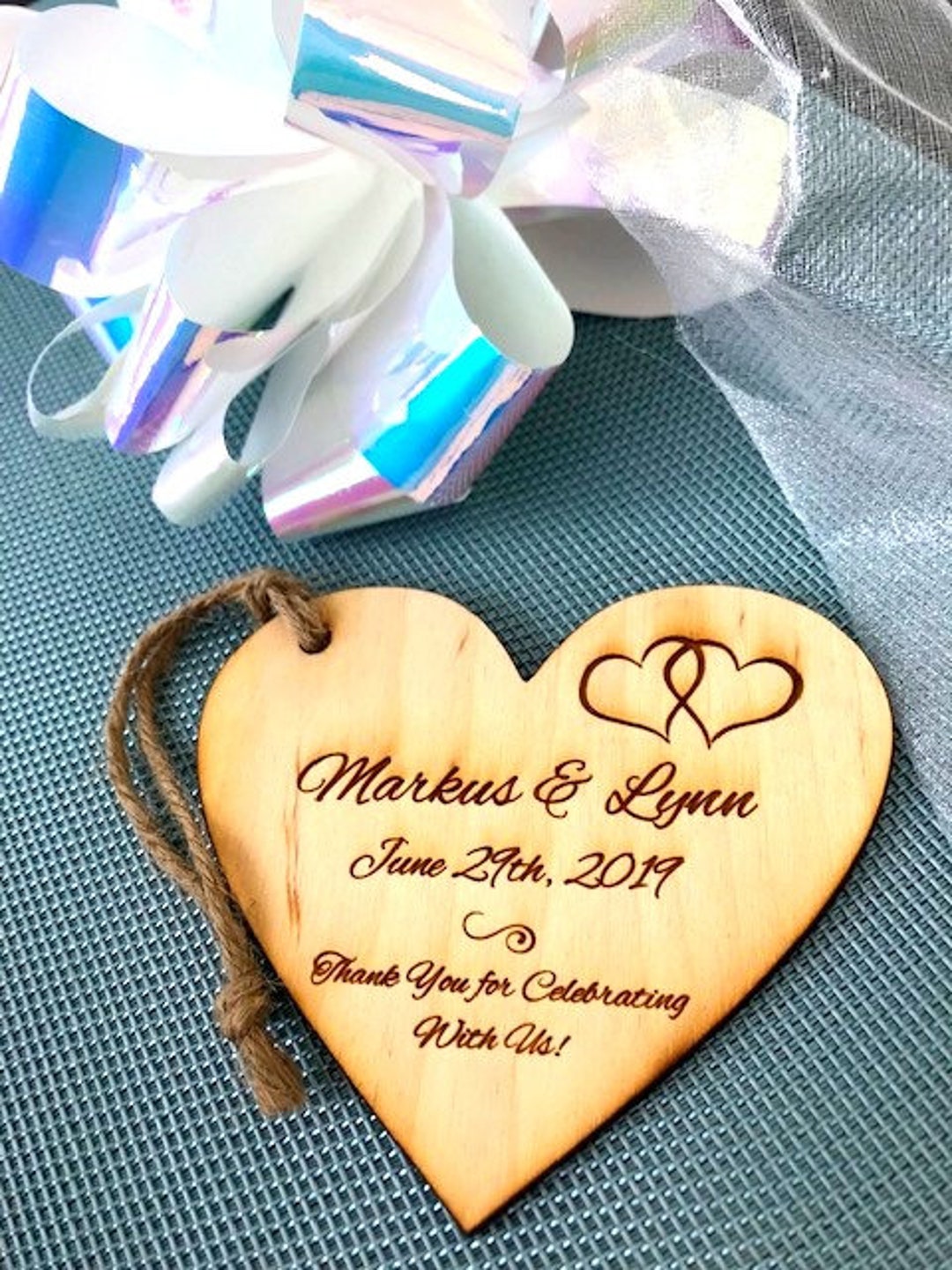Bulk Custom Heart Shaped Wedding Favors - Personalized Heart Wedding ...