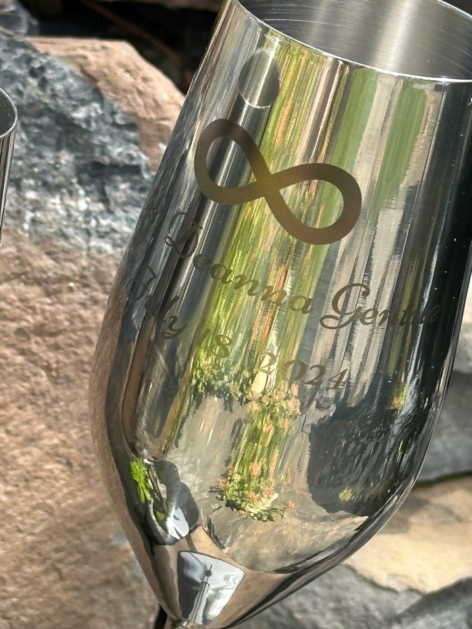 Personalized Stainless Steel Champagne Goblets: Laser Engraved Wedding ...