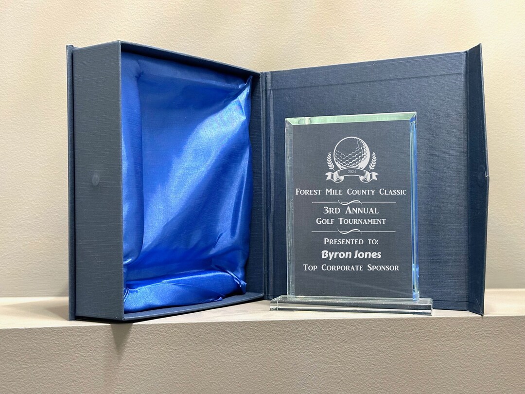 Custom 7" Clear Glass Rectangle Glass Award With Clear Base Stand ...