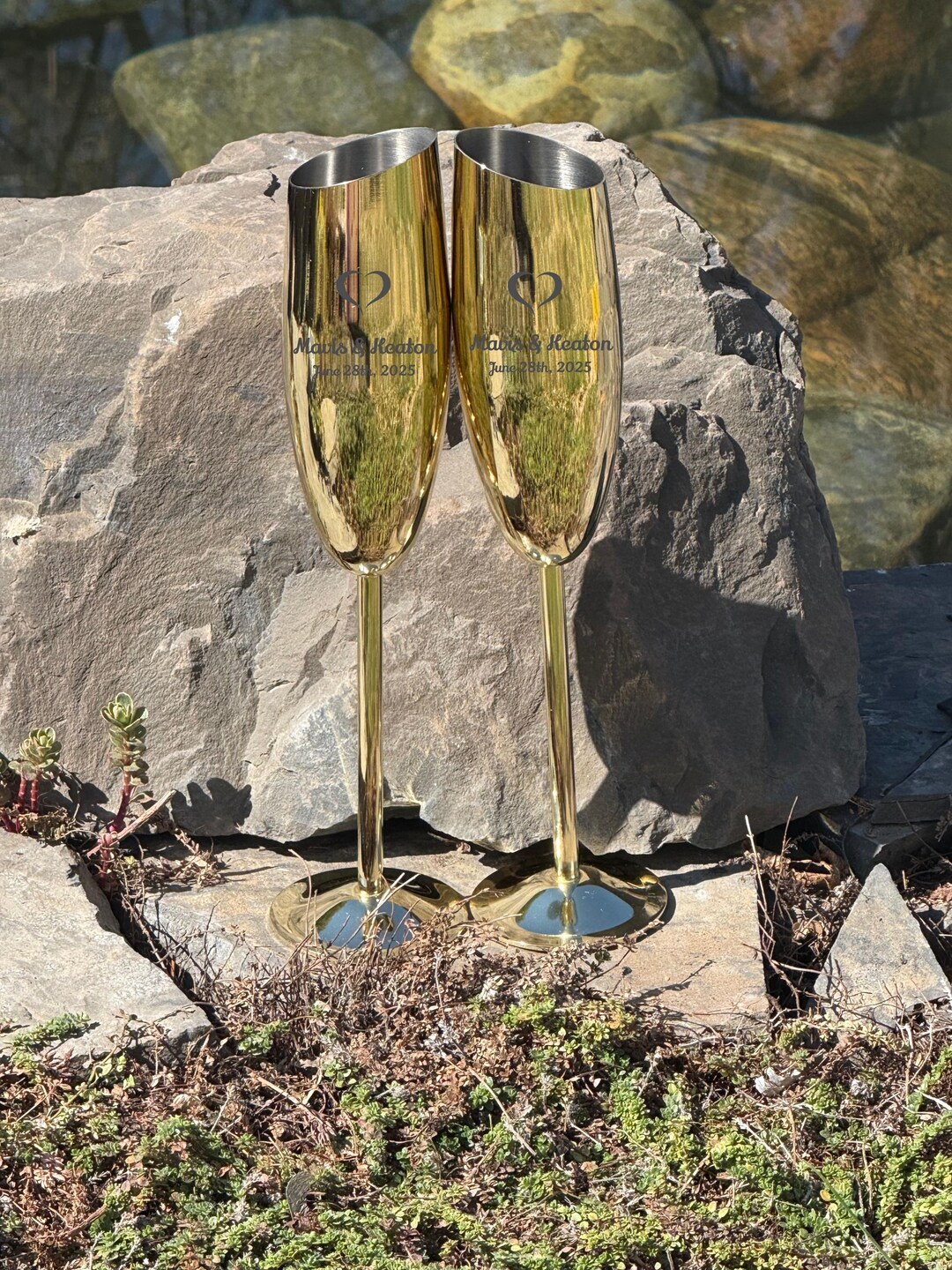 Personalized Stainless Steel Gold Champagne Goblets - Stainless Steel ...