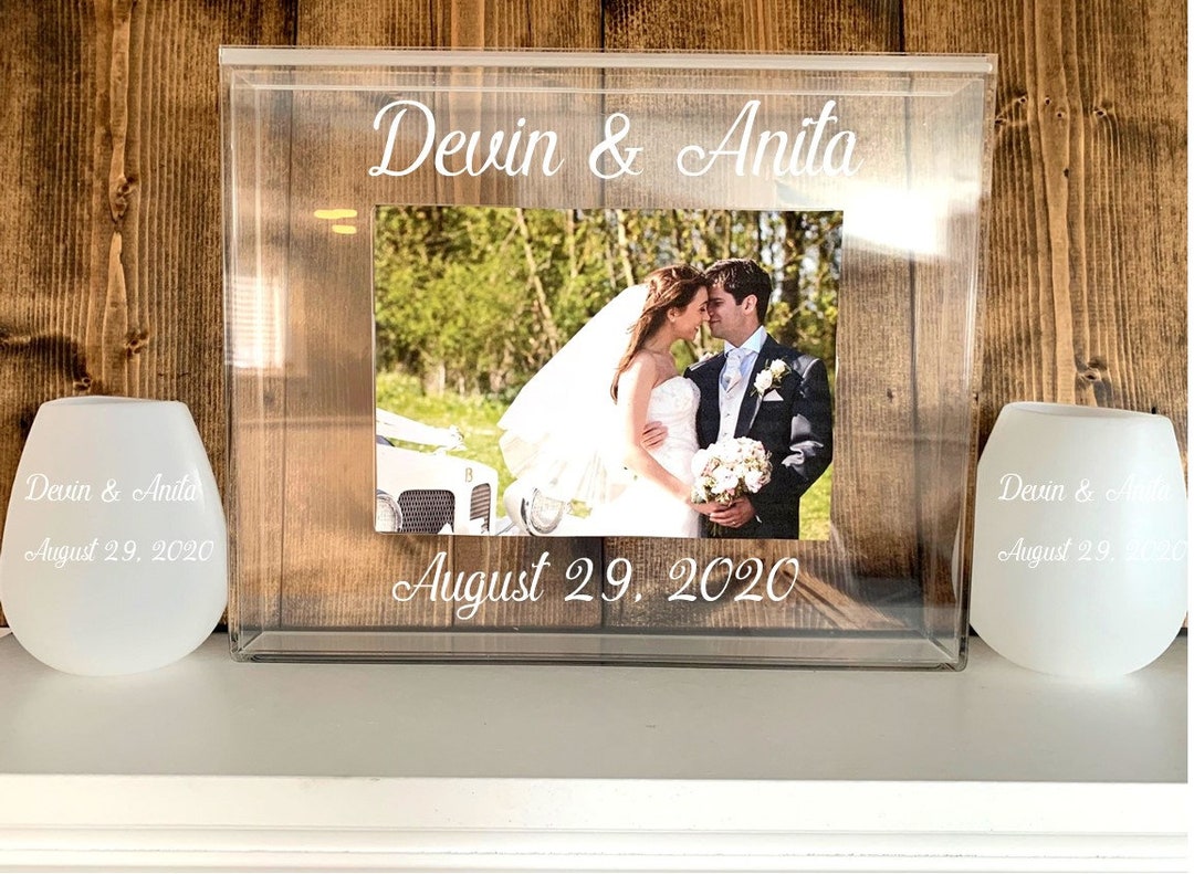Custom Acrylic 5x7 Photo Frame Unity Ceremony Set With Silicone Wine ...